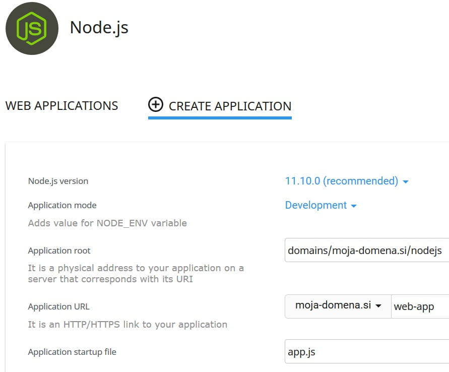 NodeJS gostovanje | Kako ustvarim NODE.JS aplikacijo? | Hitrost.com